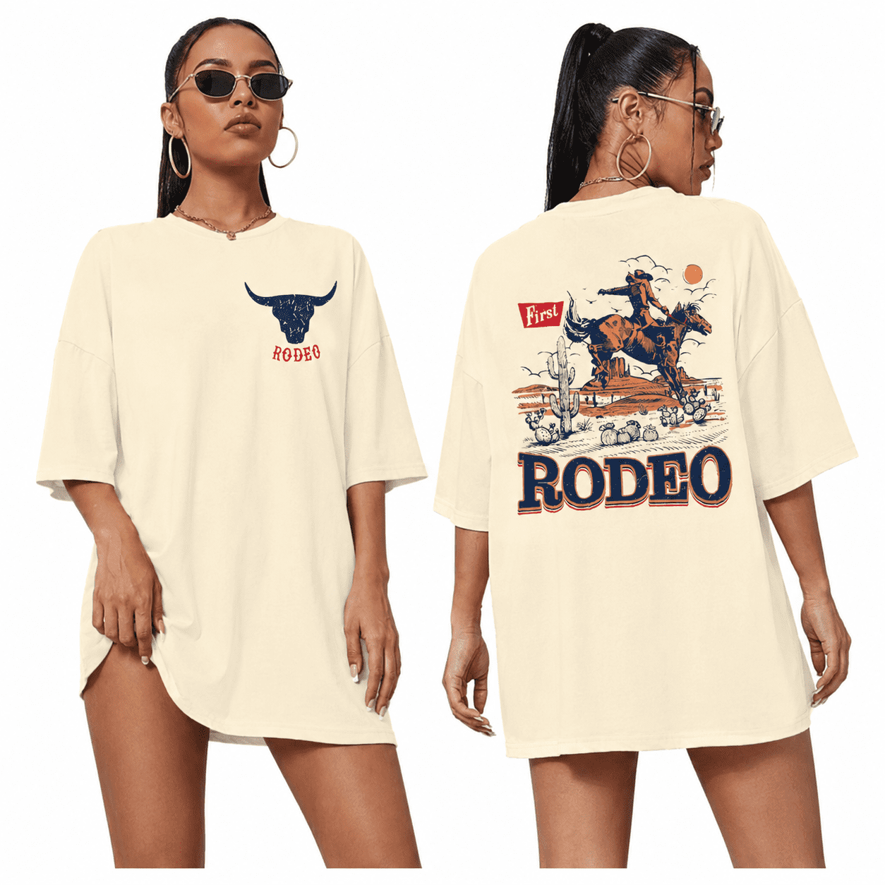 MOUSYA Women Cowgirl T-Shirts, Country Concert Oversized Tops, Vintage ...