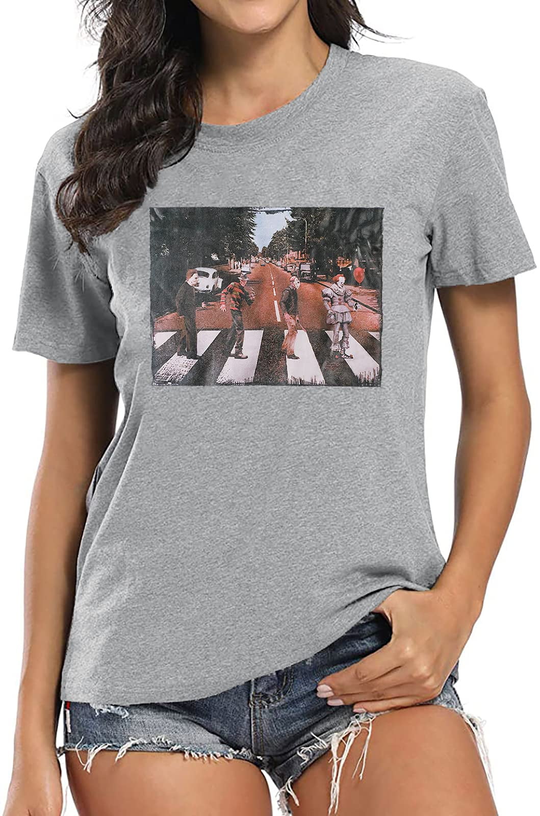 MOUSYA Women Halloween Horror Movie T-Shirt Scary Graphic Tees Funny ...