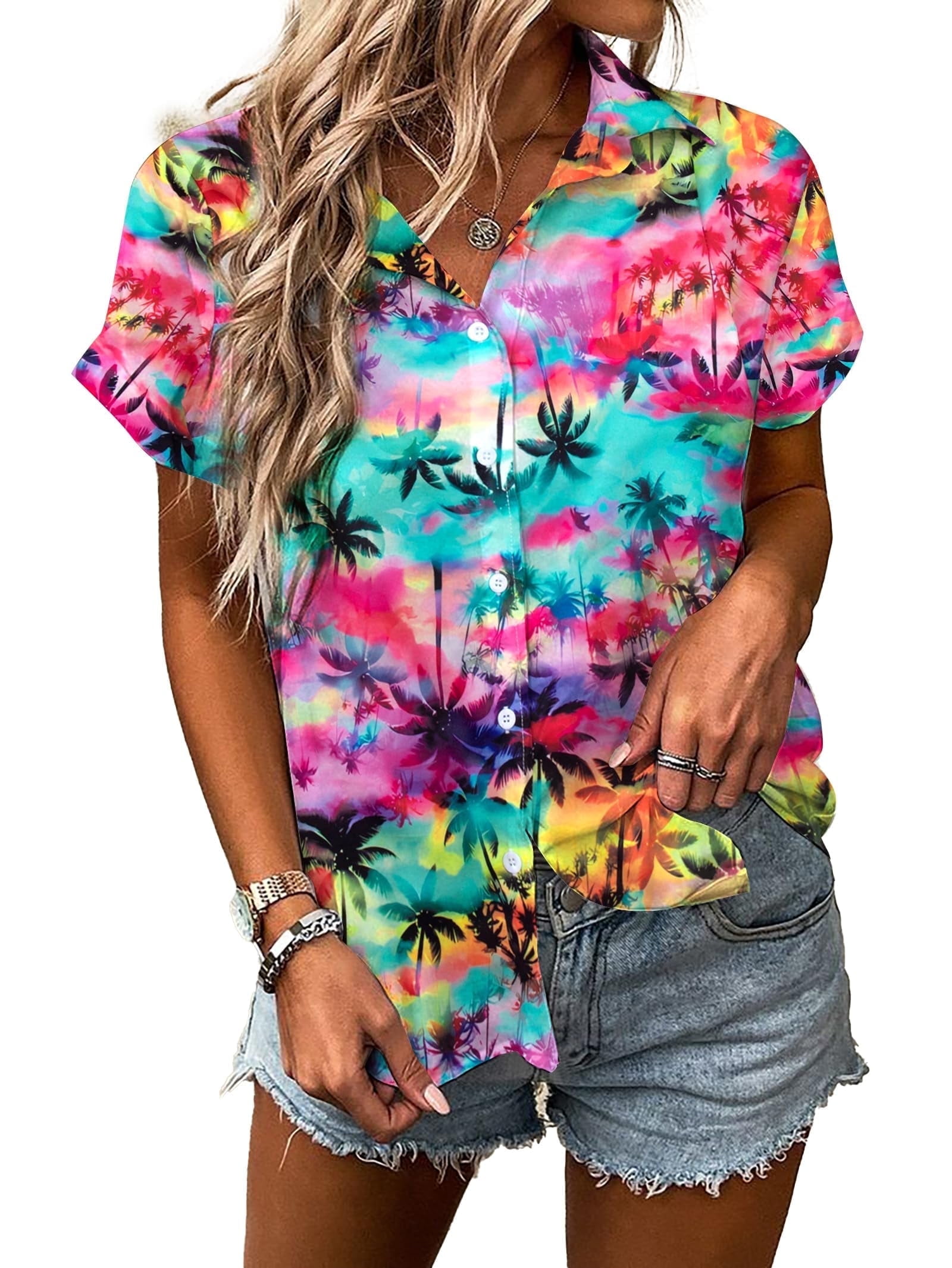 MOUSYA Women Hawaiian Shirt Soft Cool Summer Hawaii Tshirts Beach ...