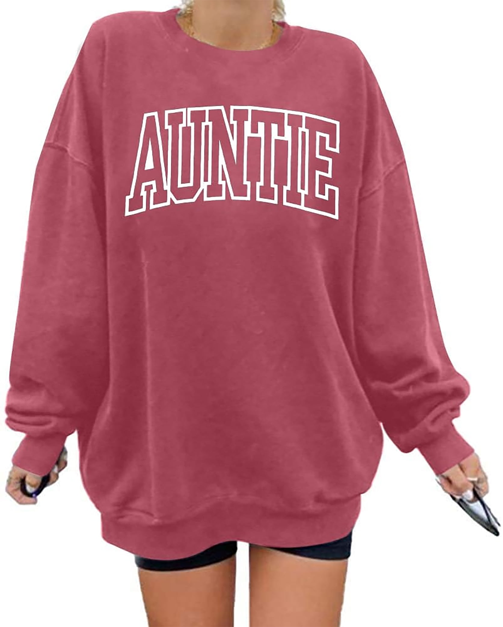 MOUSYA Womens Aunt Sweatshirt Cool Aunt Crew Neck Sweatshirt Auntie ...