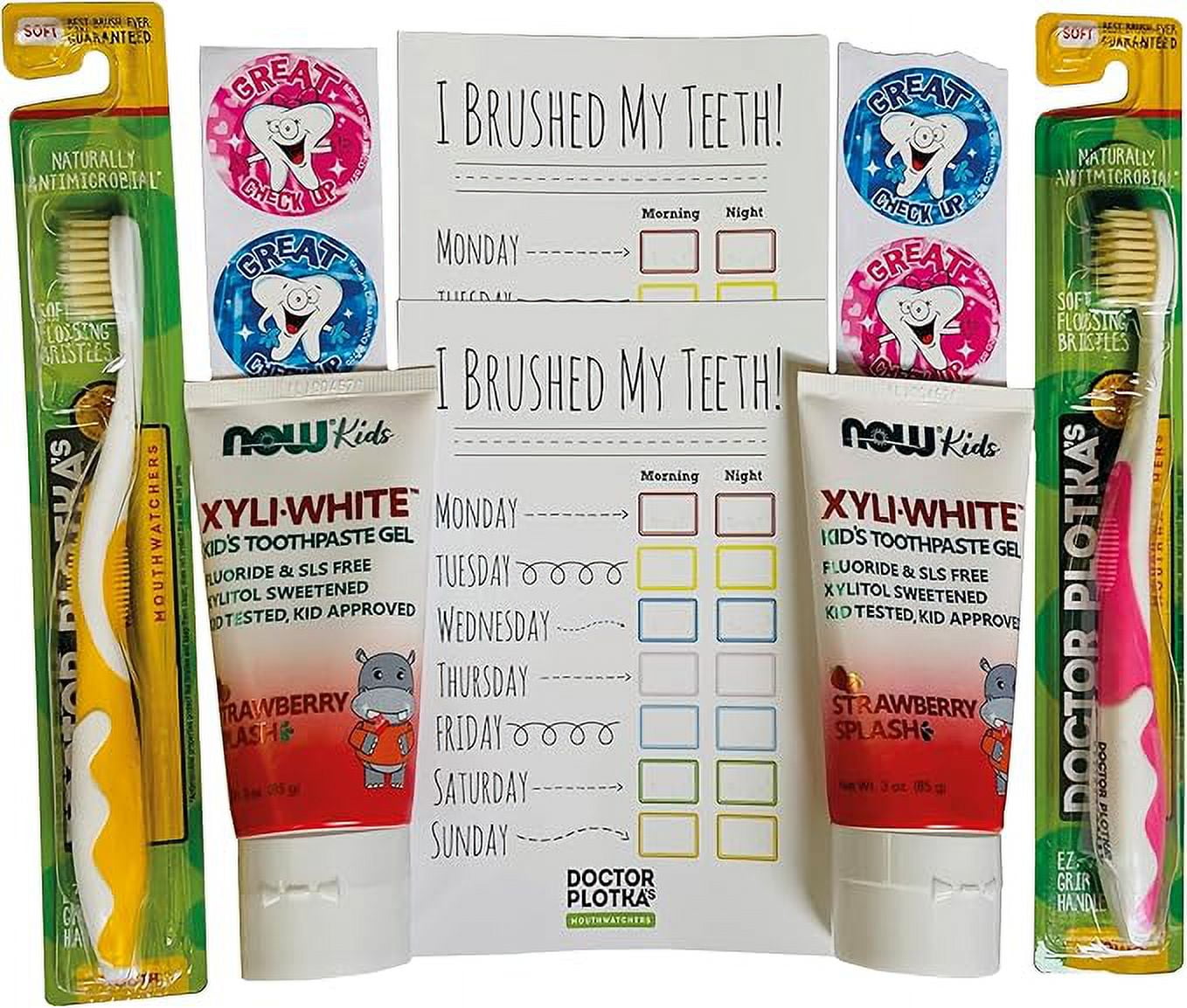 MOUTHWATCHERS Dr Plotkas Extra Soft Kids Toothbrush, Manual Flossing ...