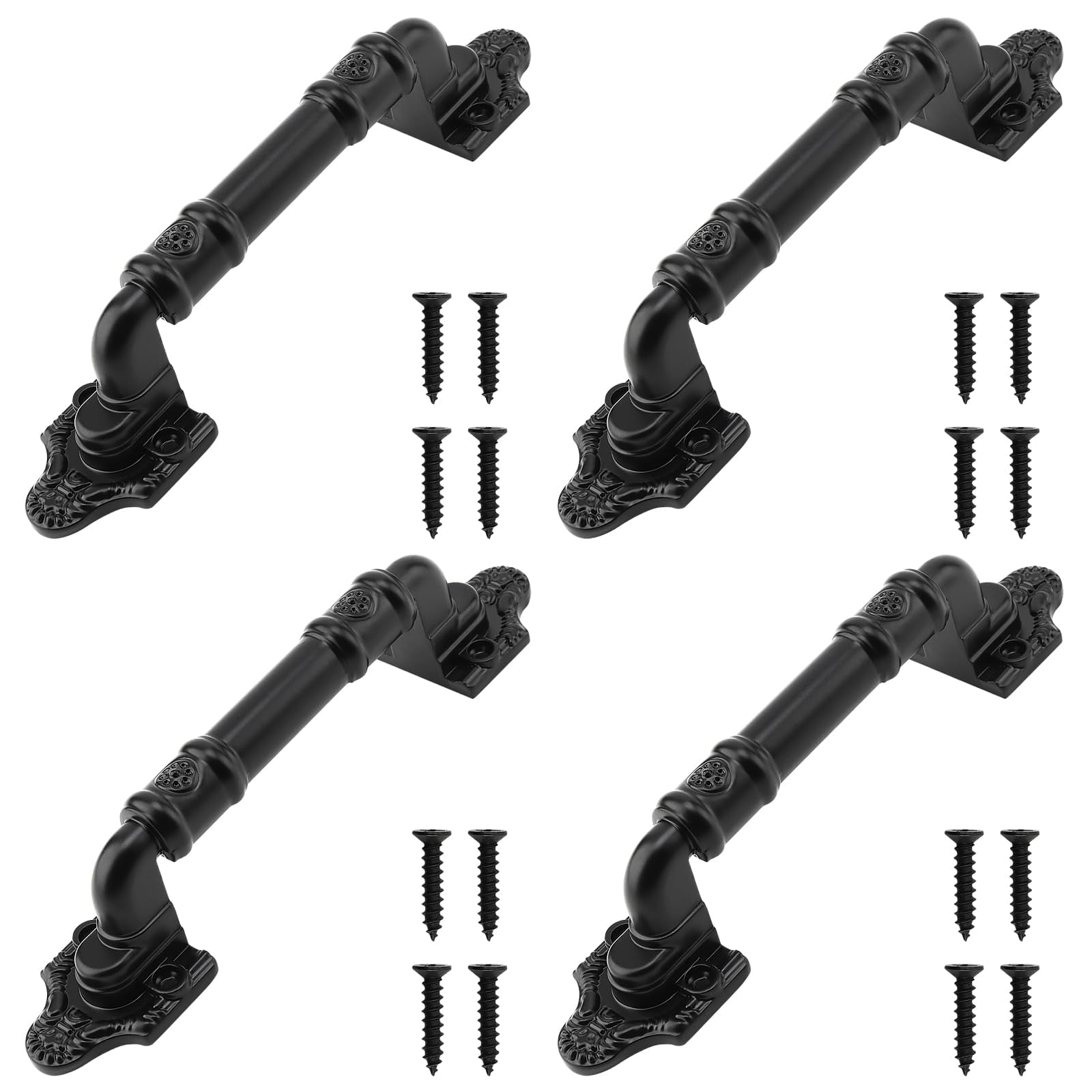 MOUYAT 4 Pack Black Antique Barn Door Handle, 7.8 Inch Barn Door Pull ...