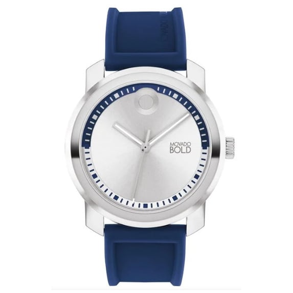 MOVADO 3601036 TREND PROPEL SILVER DIAL BLUE SILICONE BAND MENS WATCH ...