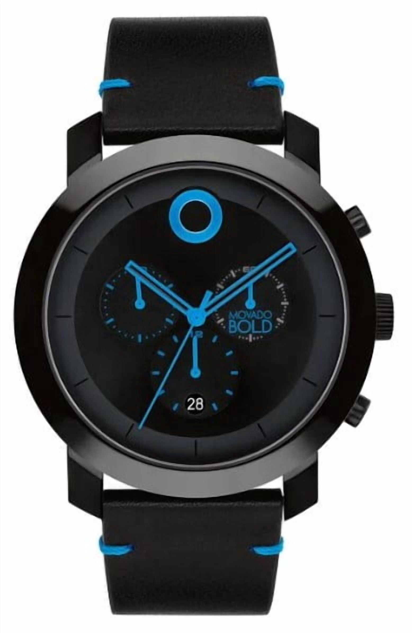 MOVADO 3601067 TREND IMPULSE BLACK CHRONOGRAPH DIAL BLACK LEATHER BAND ...