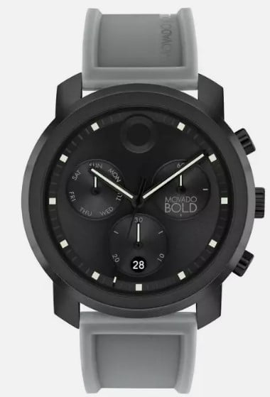 MOVADO BOLD 3601050 BLACK CHRONOGRAPH DIAL GRAY SILICONE STRAP MENS ...