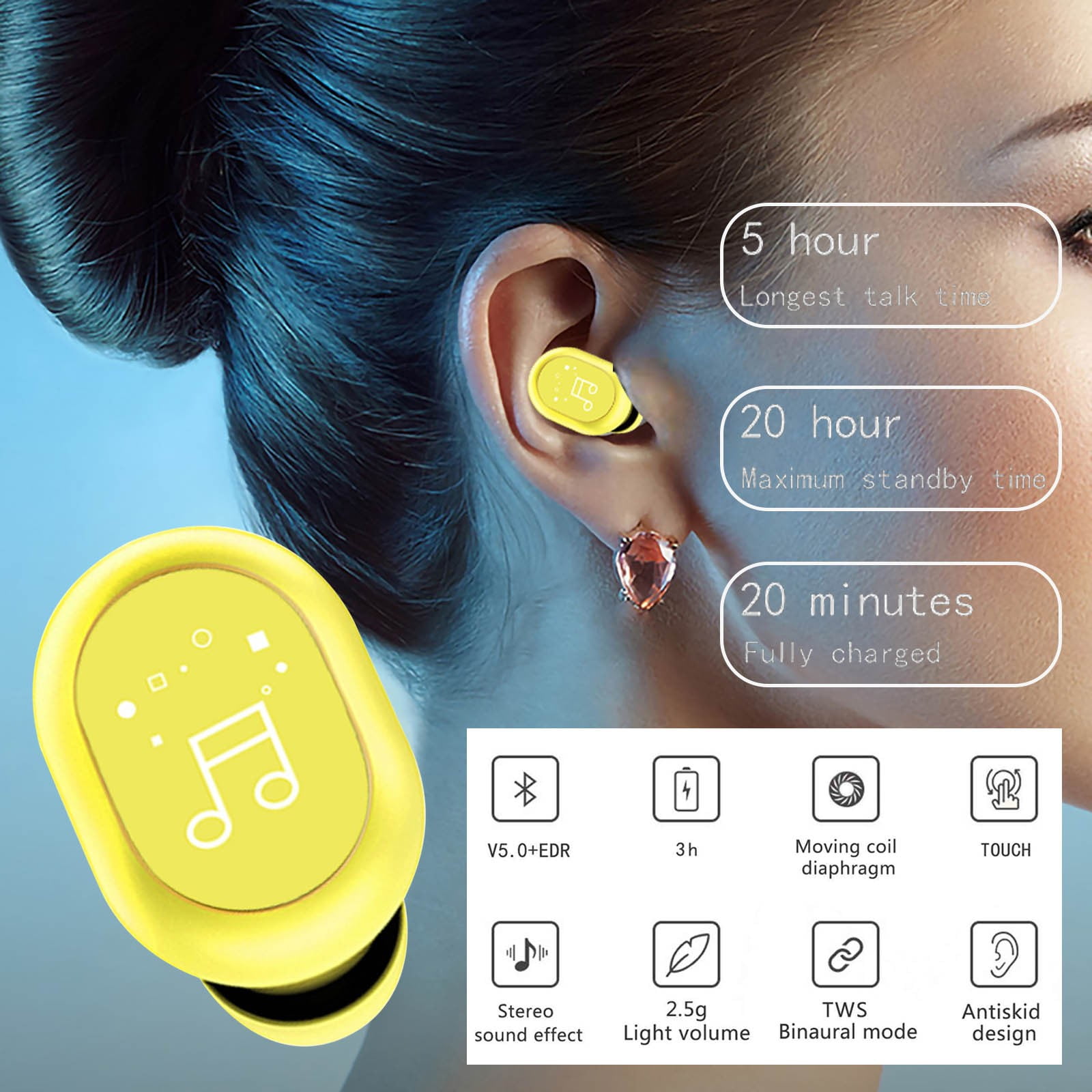 MOVAWAKY Clear Wireless Earbuds F911 In-Ear Mini Wireless Headphones ...