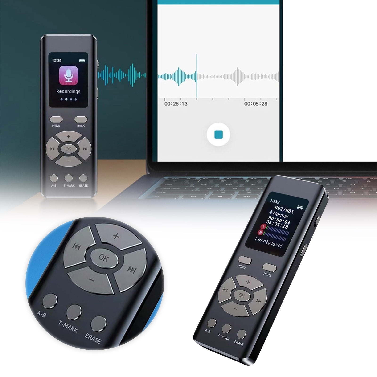 MOVAWAKY Digital Recording Pen Intelligent Recording MP3 Player ...