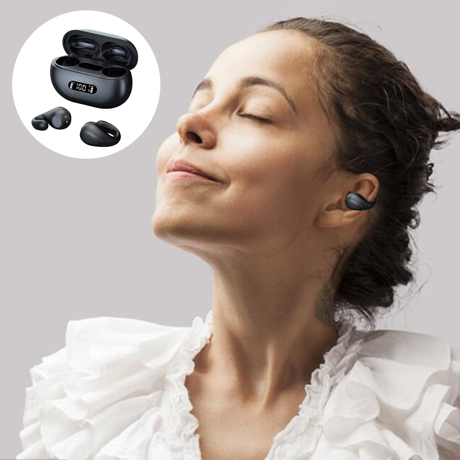 MOVAWAKY Headphone Clip on Cat Ears Wireless Sports Earphones With ...