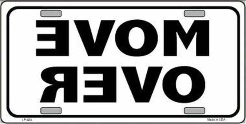 MOVE OVER Black Text on White background Vanity License Plate ...