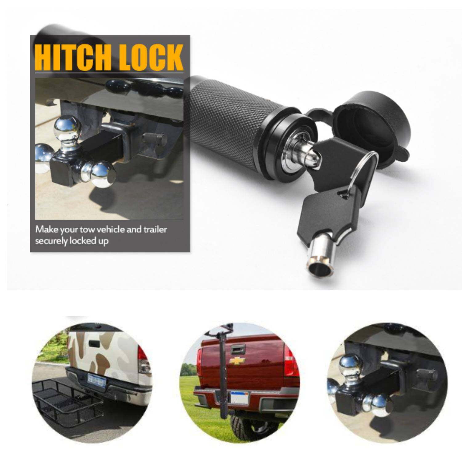 MOVTOTOP Anti-theft Latch Lock Locking Pin Key Coated Dual Receiver ...