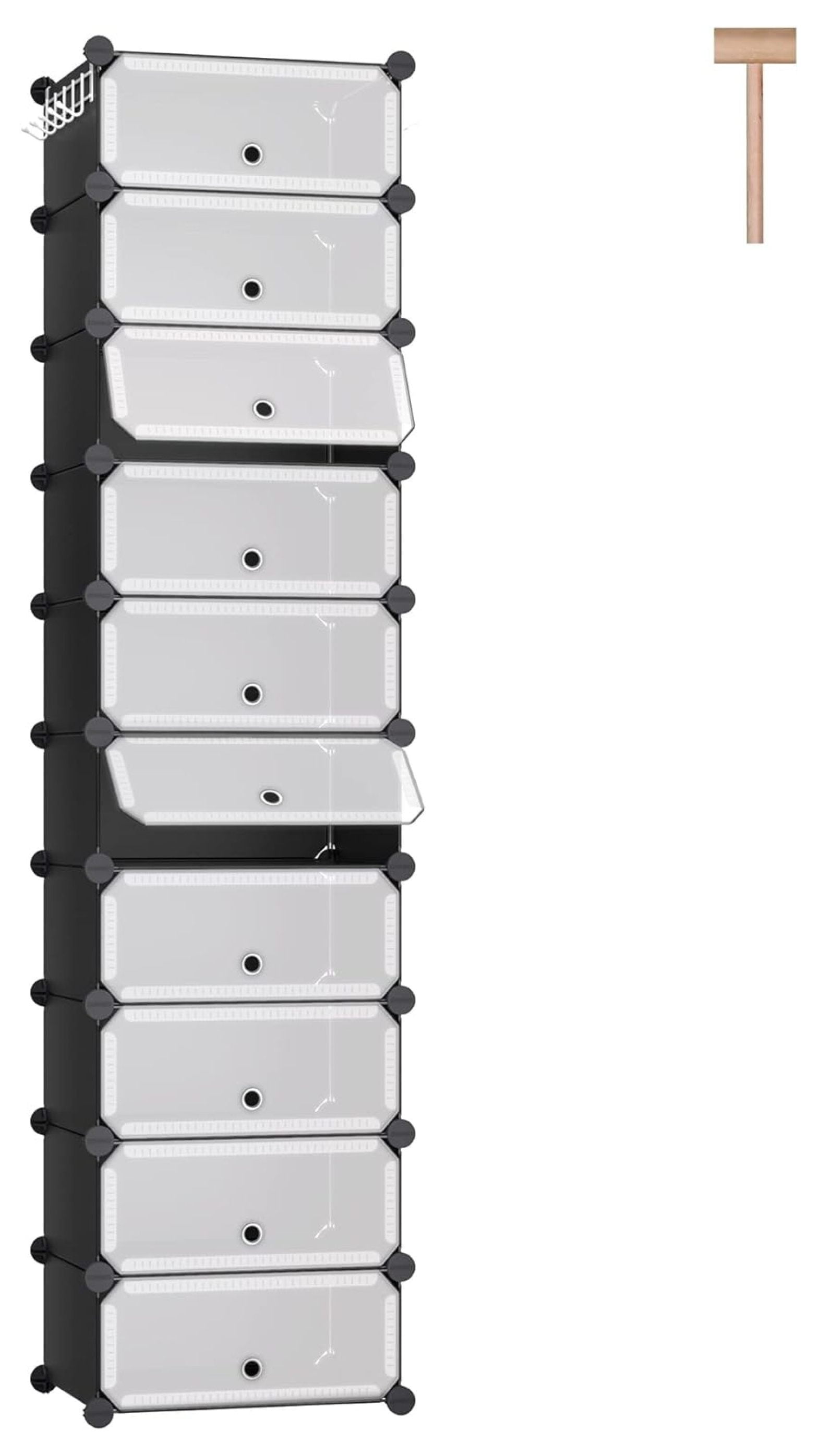 MOWENTA 10-Tier Shoe Rack with Doors for Entryway, 20 Pairs, Portable ...