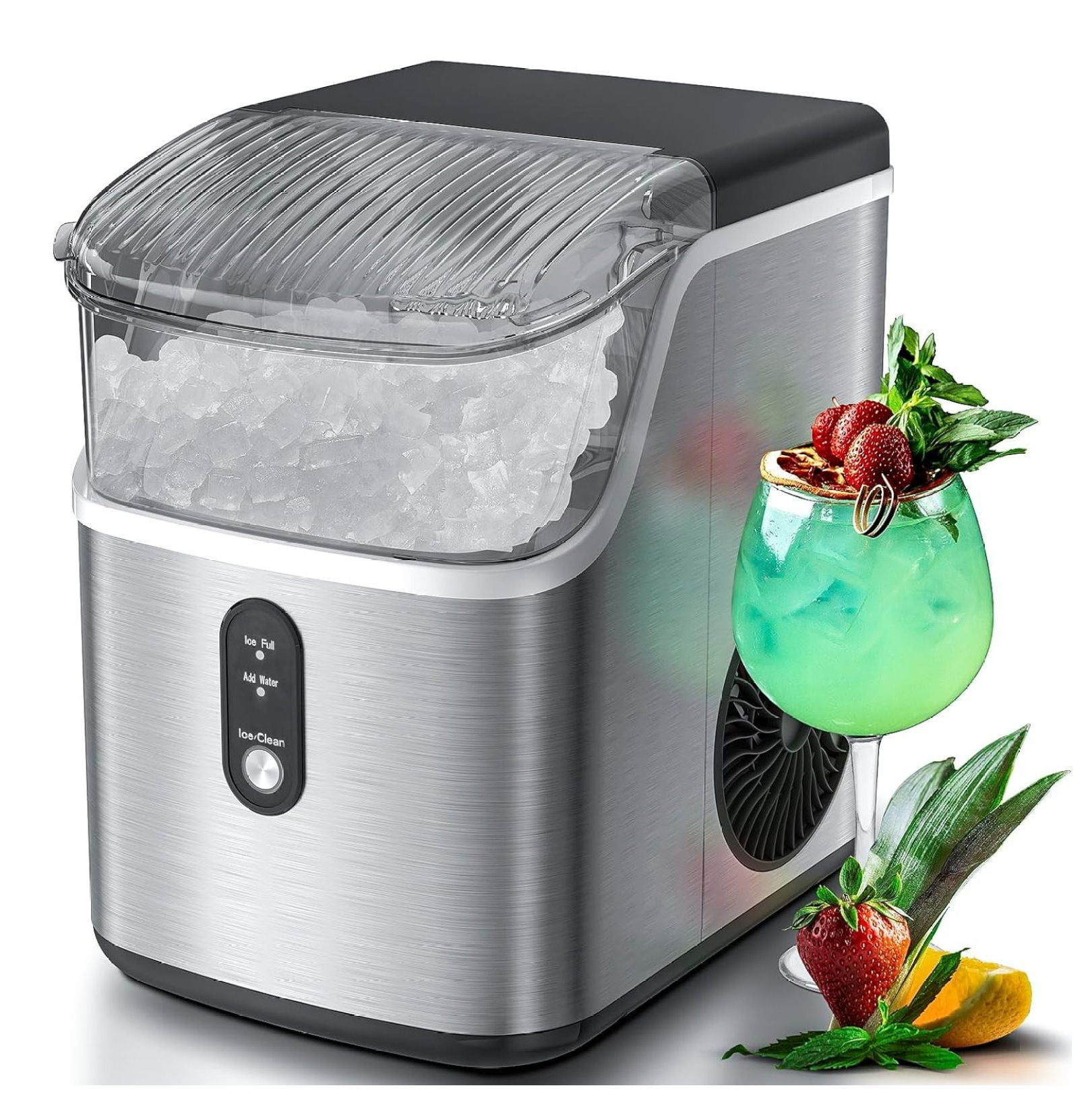 MOWENTA Nugget Ice Maker Countertop,Soft Chewable Ice in 7 Mins,35lbs ...