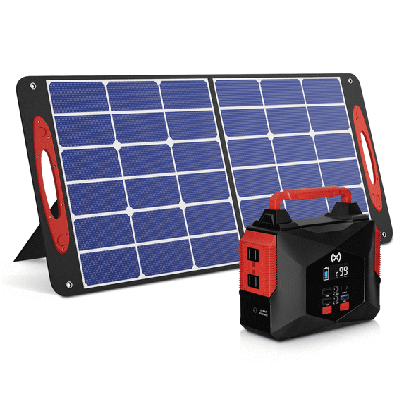 MOX 100W Portable Solar Panel & Power Station Set, Foldable, High ...