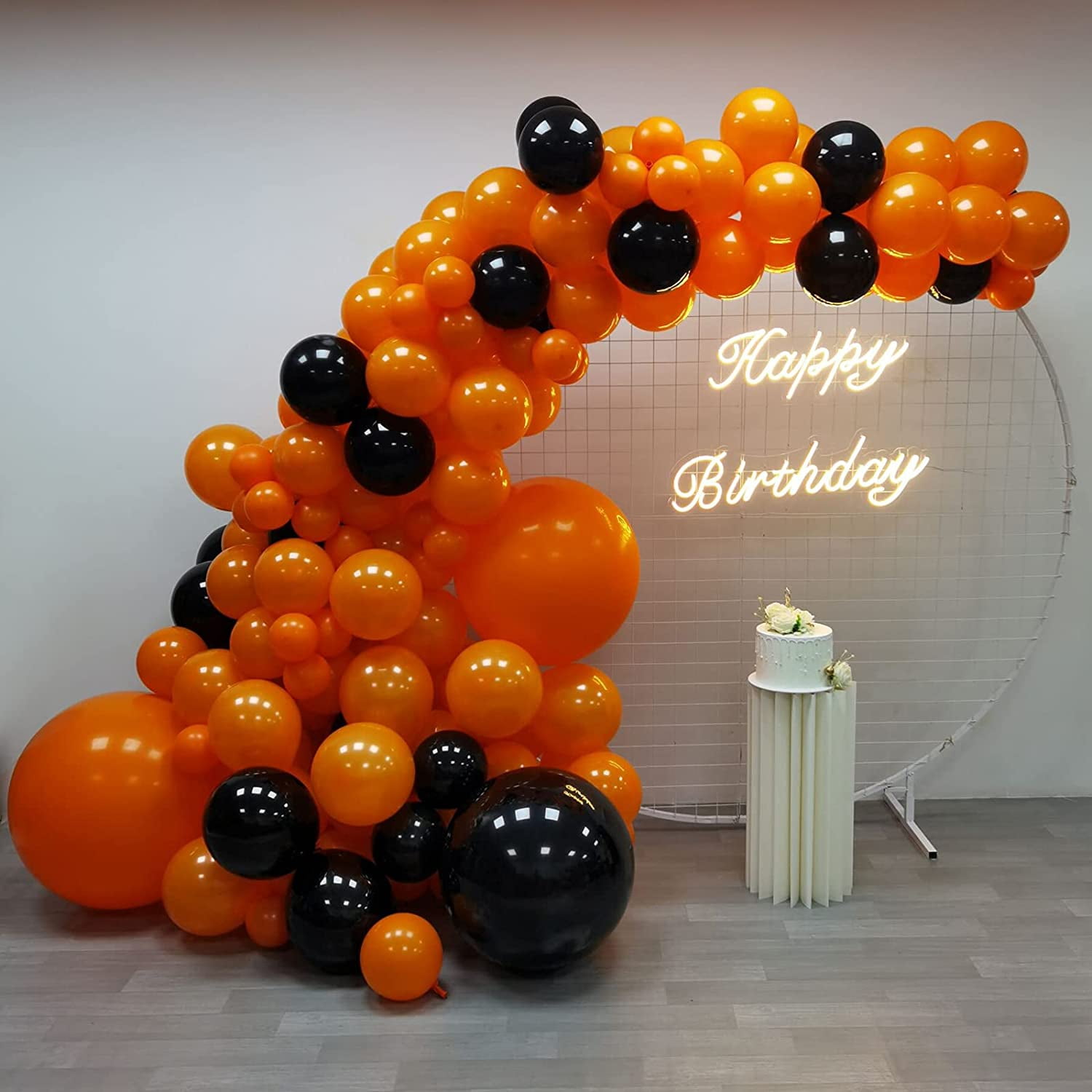 MOXMAY Orange Black Balloon Garland 163 Pcs 18In 12In 10In 5In Latex ...