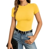 MOYIKO Crewneck T Shirts for Women Short Sleeve Slim Fitted Tees Basic ...