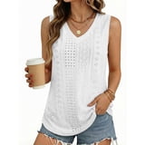 MOYIKO Tank Tops for Women Eyelet V Neck Trendy Sleeveless Tops Dressy ...