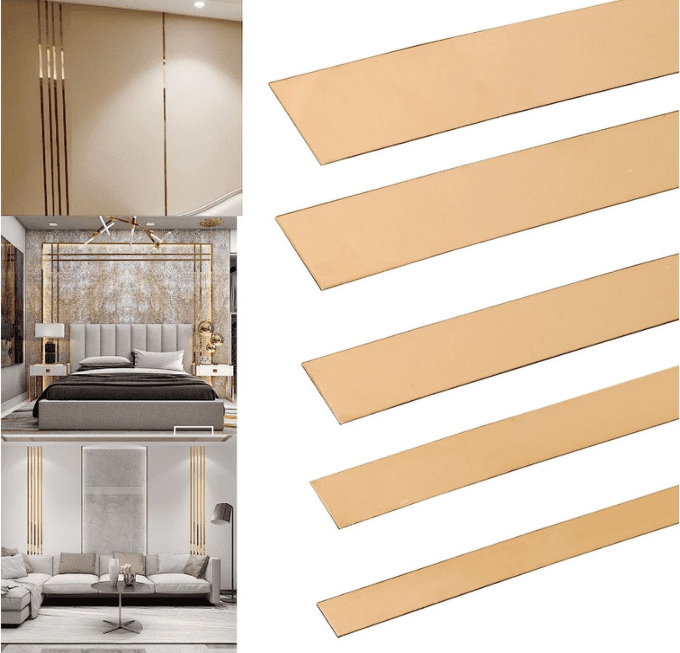 MOYISHI 16.4ft Peel and Stick Molding Wall Trim Self-Adhesive Stainless ...