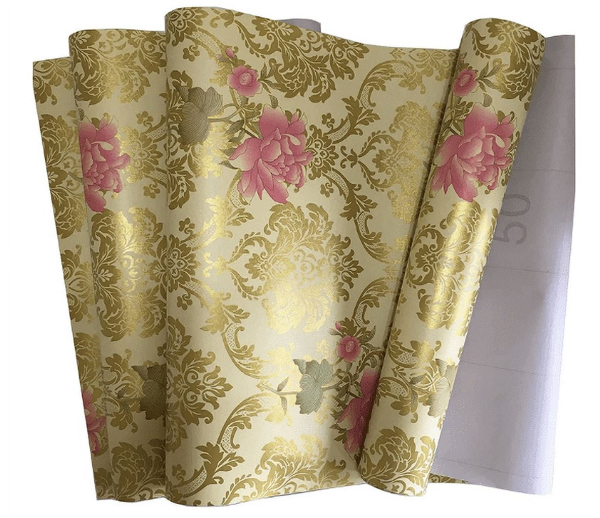 MOYISHI 32.8ft x17.7Inch,48.4 Square ft, Golden Hibiscus Vintage Floral ...