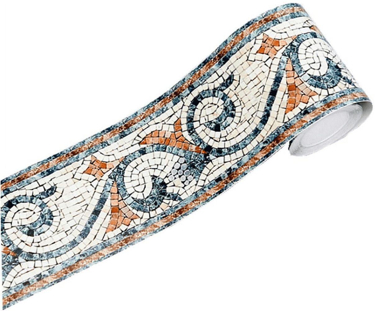 MOYISHI 3D Mosaic Embossed Wallpaper Border Floral Wall Border Paper ...