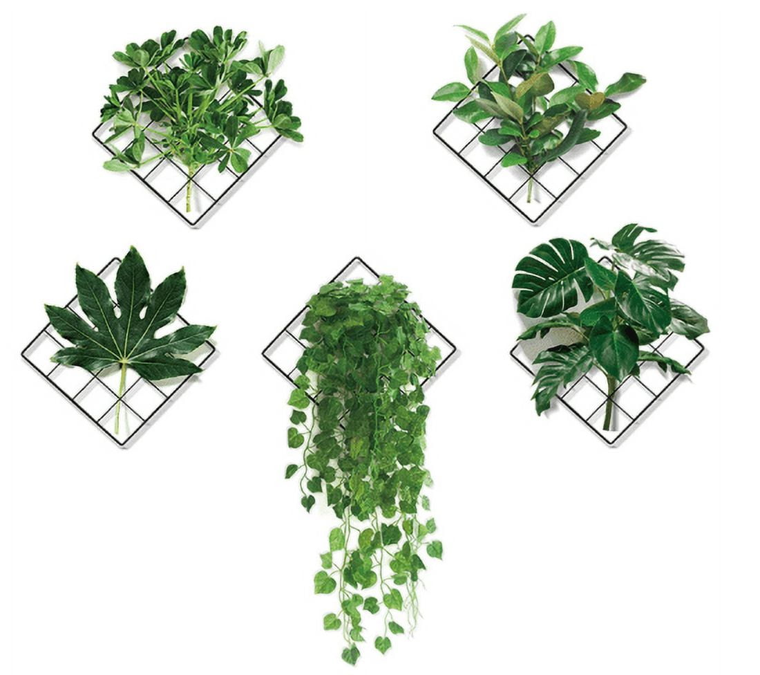 MOYISHI 3D Vivid Green Plants Grid Wall Decal,Removable DIY Green ...