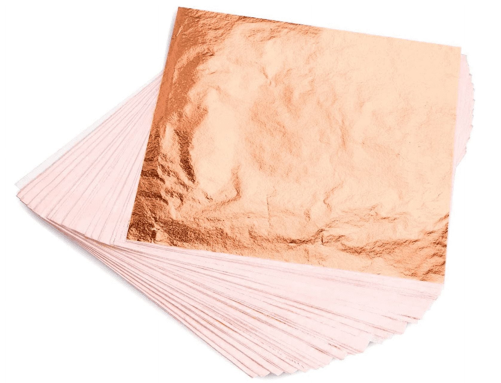 MOYISHI Copper Leaf Sheets - 100 Real Copper Foil Leaves 14x14 cm Metallic Rose Gold Leaf for ...