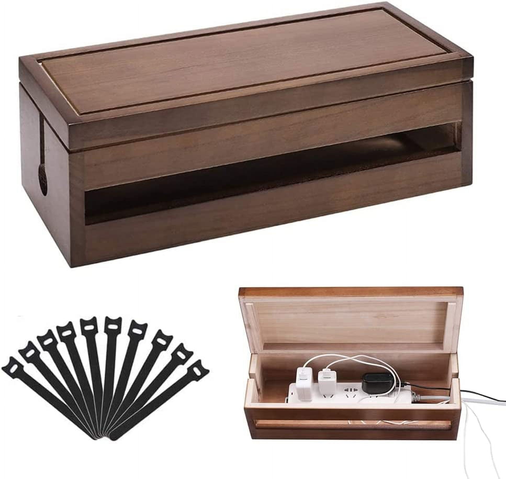 MOYISHI Cord Management Box Wooden - Cable Organizer Hide Power Strips ...