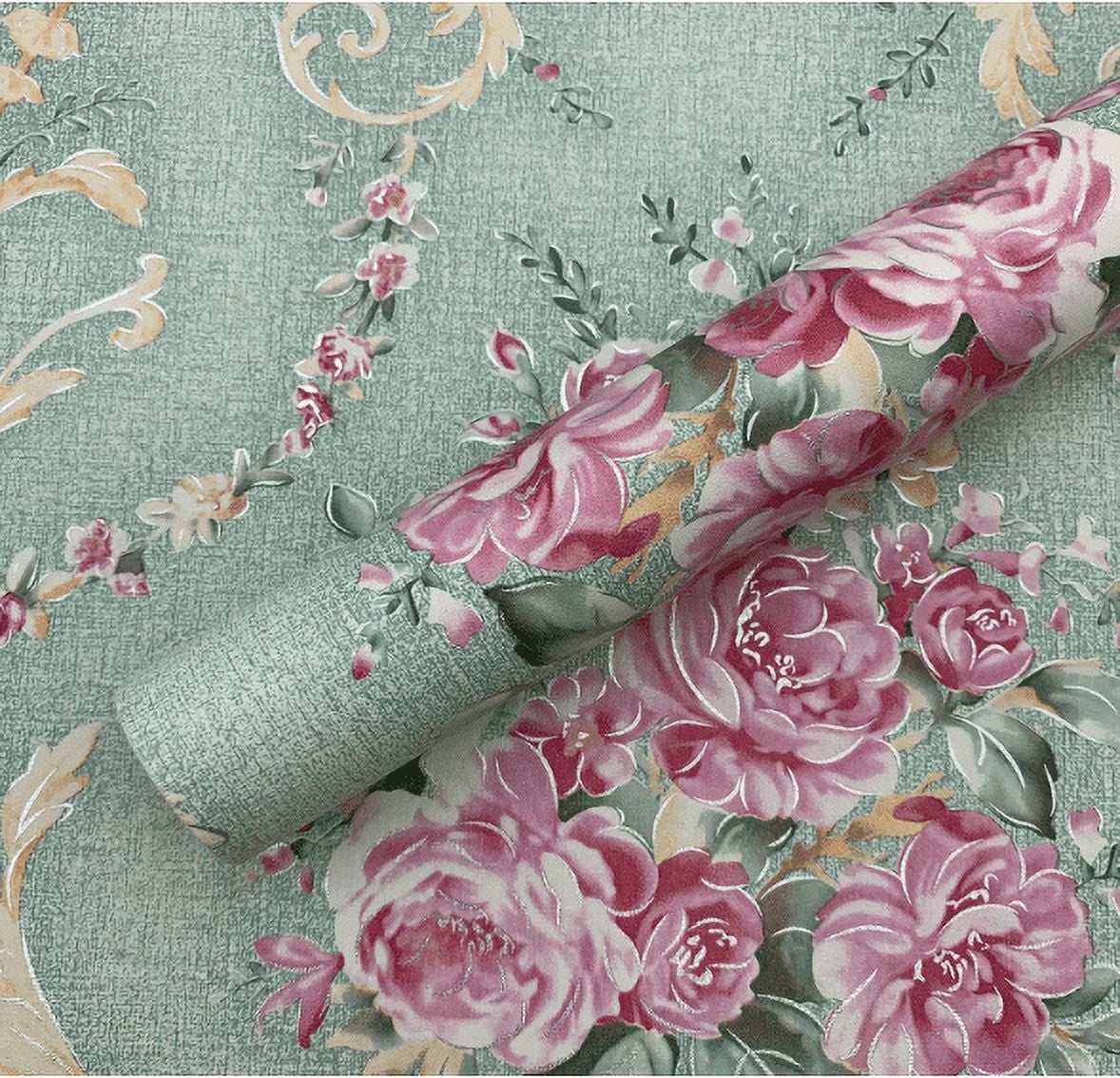 MOYISHI Green Floral Peel and Stick Wallpaper Vintage Contact Paper ...