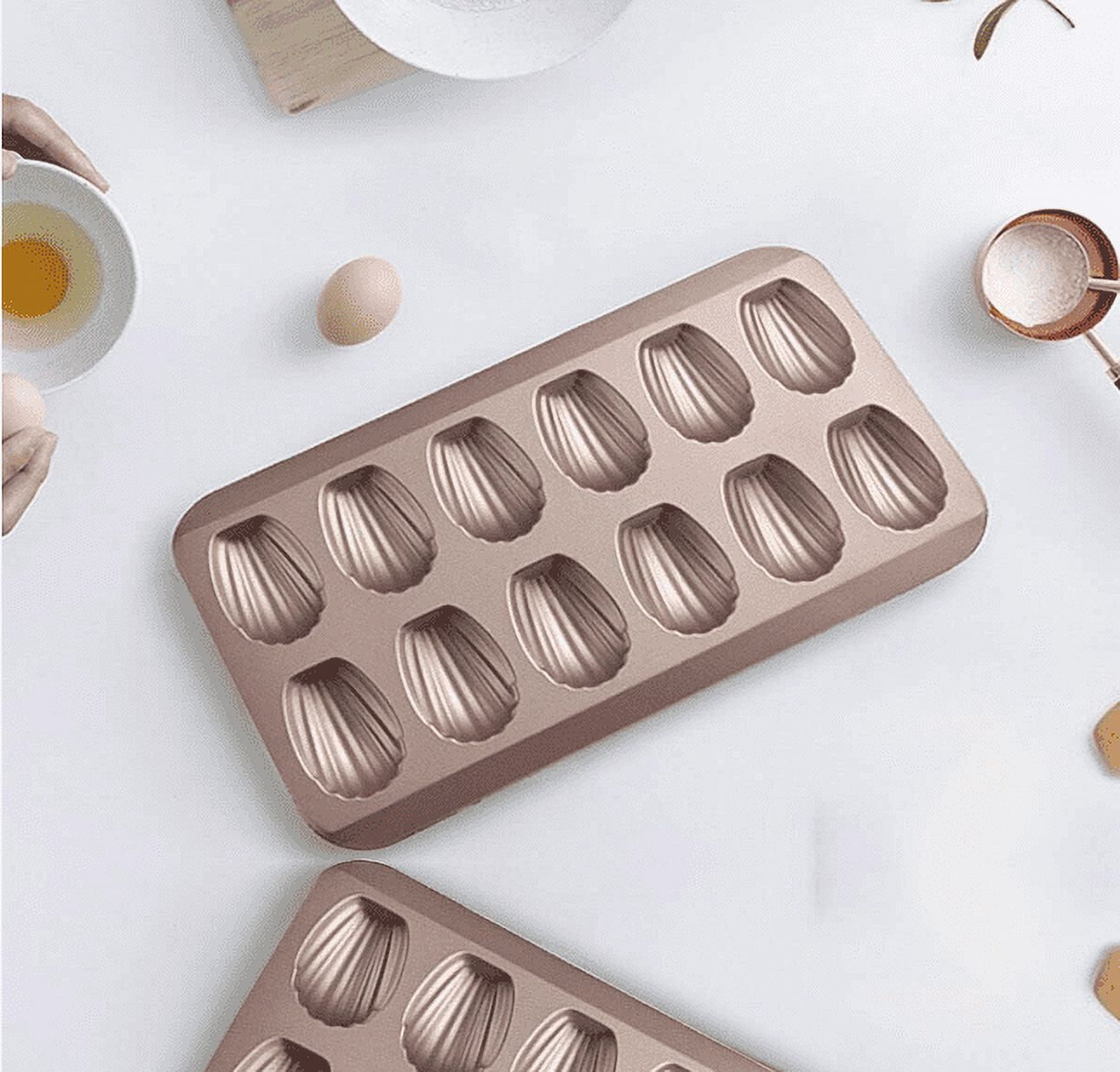 MOYISHI Madeleine Tray Non-Stick Carbon Steel Baking Tin Cake Pan 12 ...