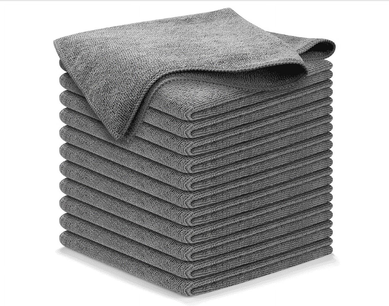 MOYISHI Microfiber Cleaning Cloth Grey - 12 packs 16"x16" - High ...