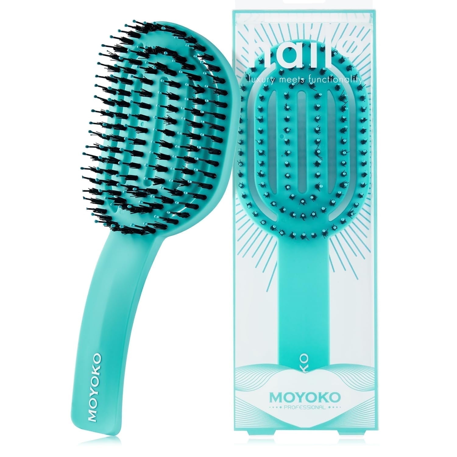 MOYOKO Detangling Hair Brush, Wet and Dry Use, All Hair Types, Turquoise - Walmart.com