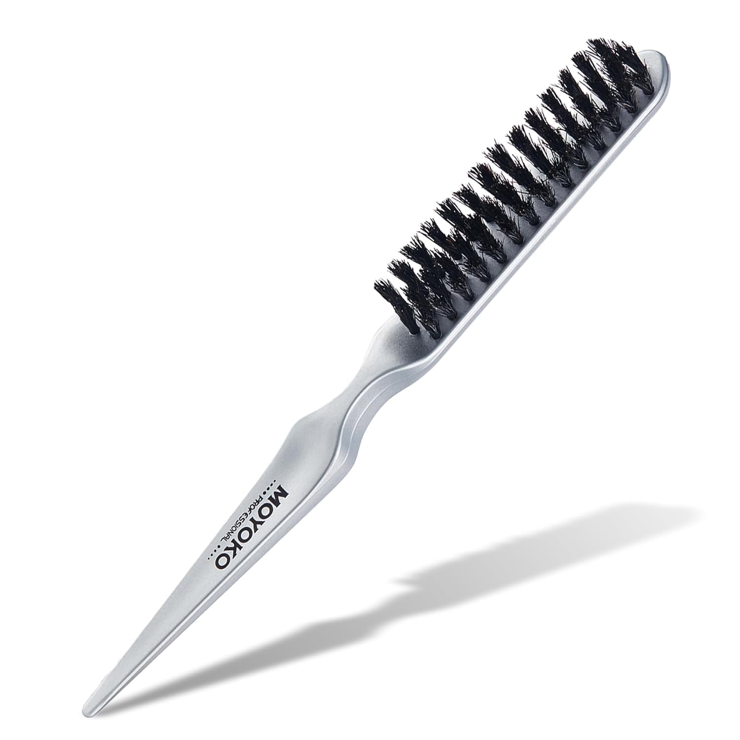 MOYOKO Slick Back Hair Brush with Boar Bristles - Teasing Comb for ...