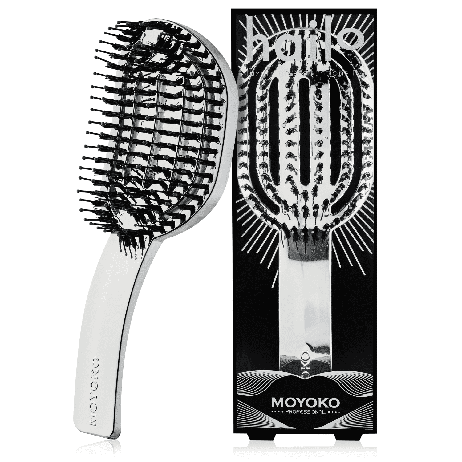 MOYOKO Vented Detangler Brush for Fine, Wavy, Straight, Curly and Thick Hair - No Pull Brush ...