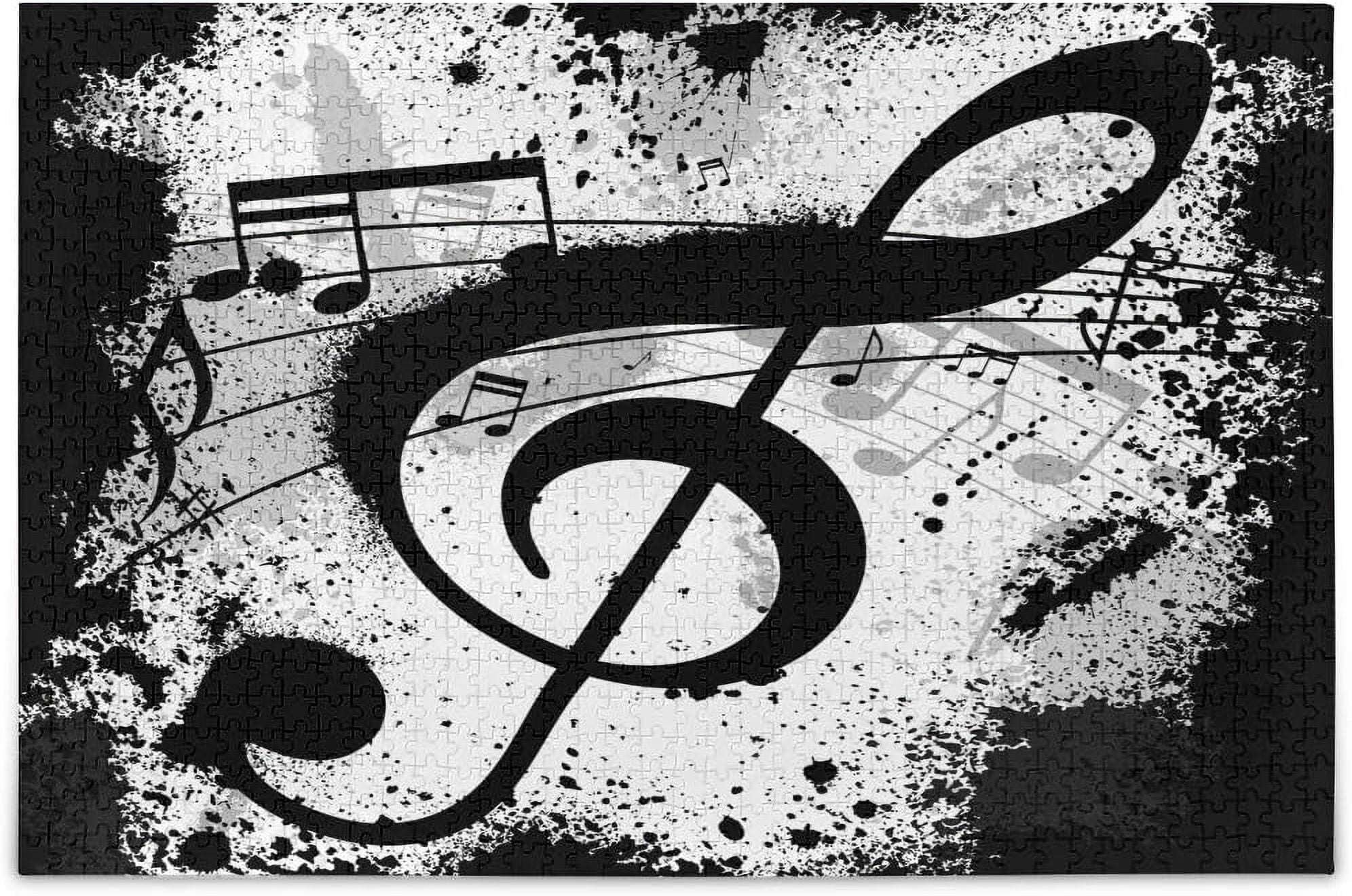 MOYYO 500 Piece Jigsaw Puzzle for Adults Kids, Gunge Black Music Notes ...