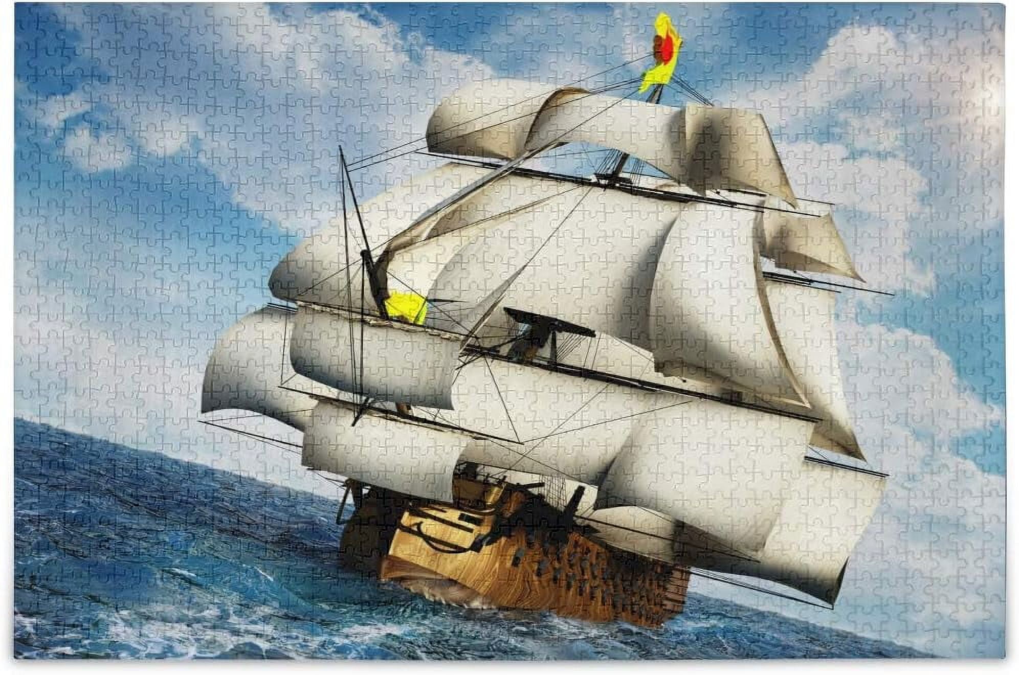 FREEAMG 500 Piece Jigsaw Puzzle for Adults Kids, Vintage Sailing Ship ...