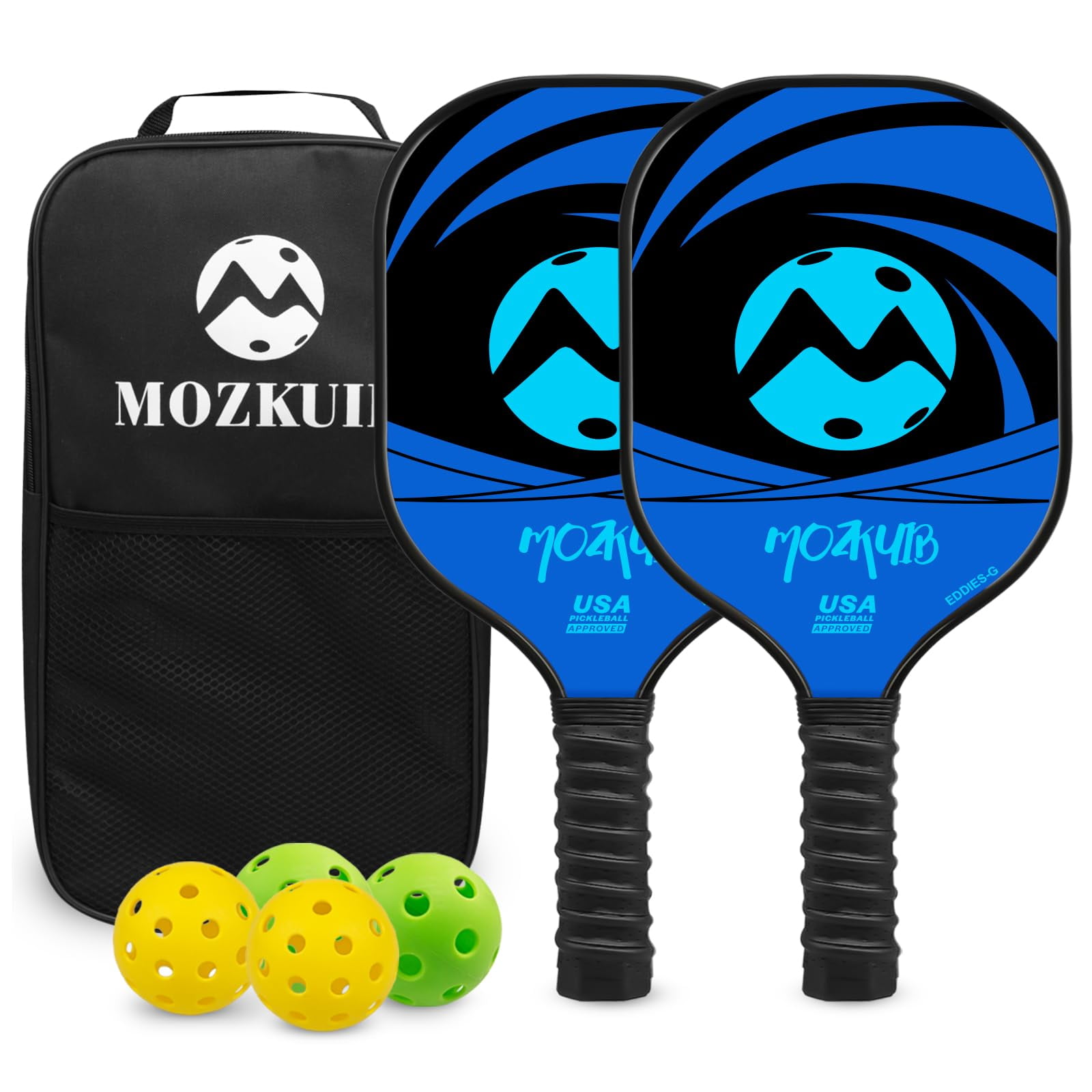 MOZKUIB Pickleball Paddles Set of 2, Fiberglass Surface 16MM Honeycomb ...