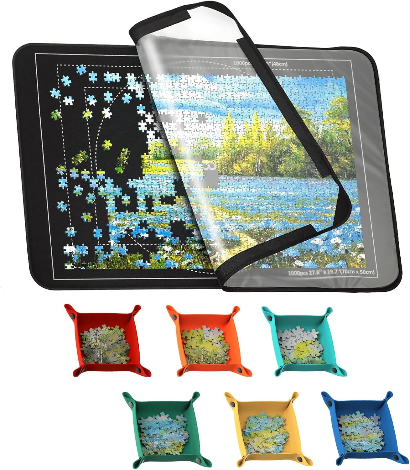 MOZOOSON Jigsaw Puzzle Board - 1000 Pieces Portable Puzzle Mat, Puzzle ...