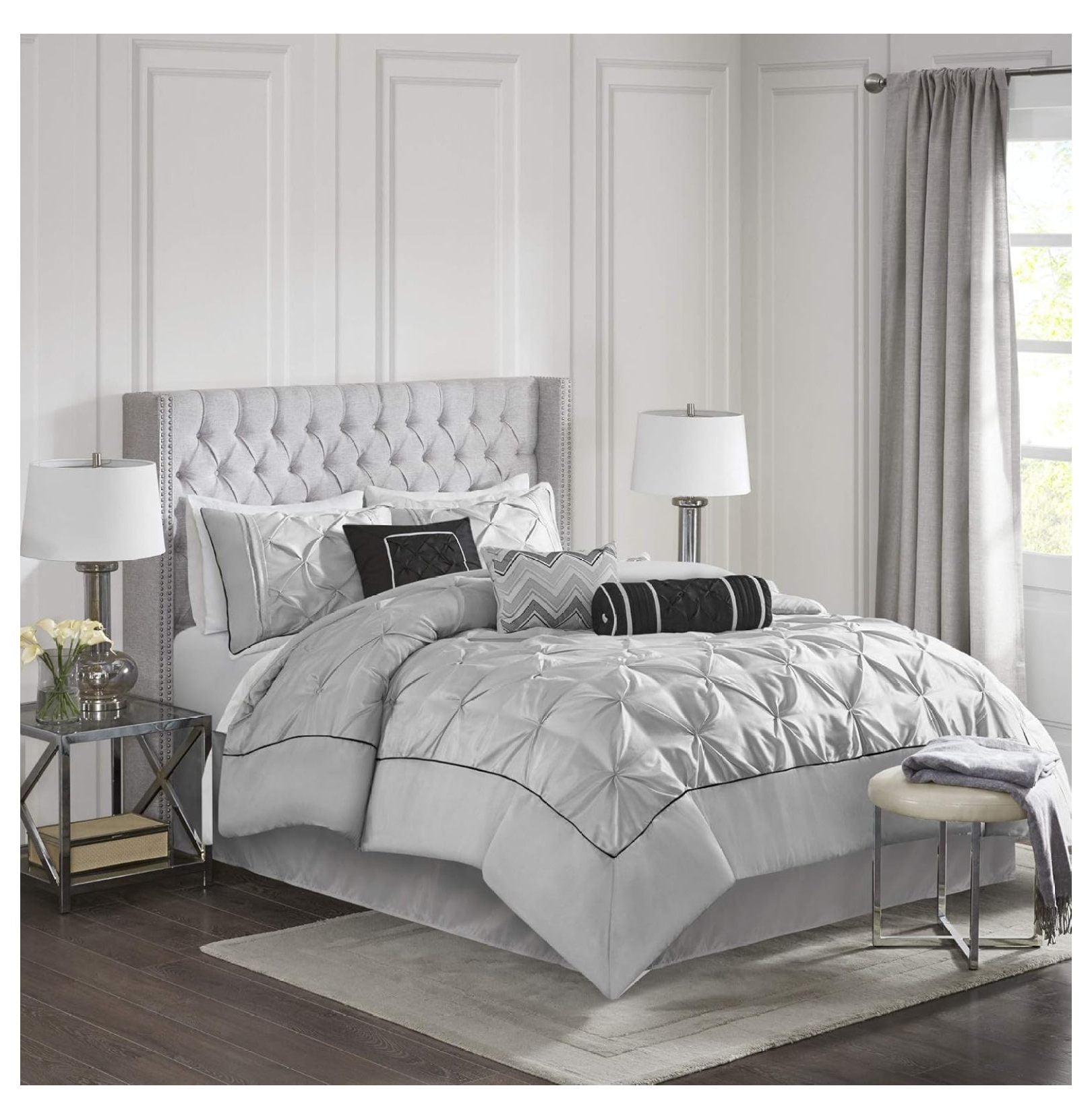 MP10-1328 Laurel 7 Piece Comforter Set Queen Grey - Walmart.com