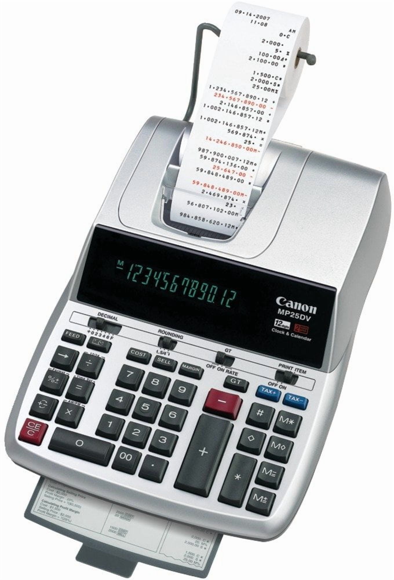 MP25DV Office Calculator 12-Digit LCD Fluorescent, 2.25" Paper Roll ...