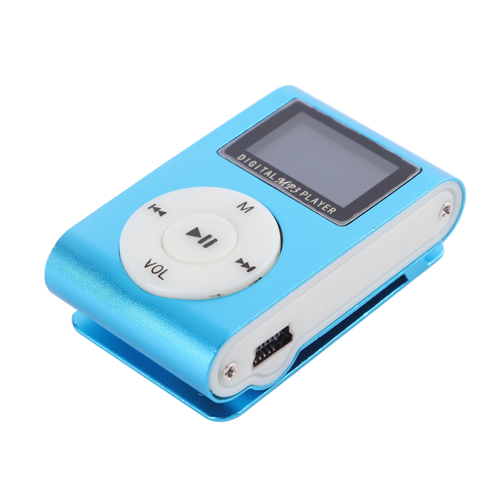 MP3 Music Player 128M Song Card Portable Mini with Metal Shell for Students Sports Running Blue ...