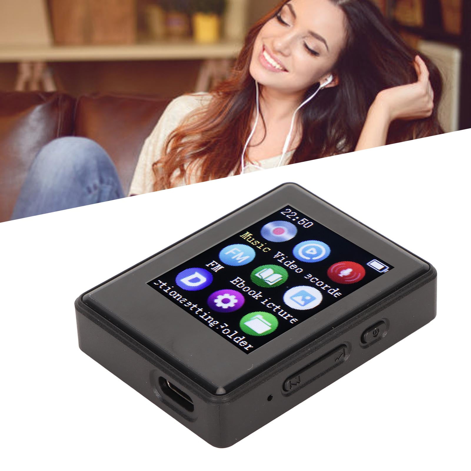 Luniquz MP3 Player Bluetooth 5.0 1.77 Inch Screen HiFi FM Radio ...