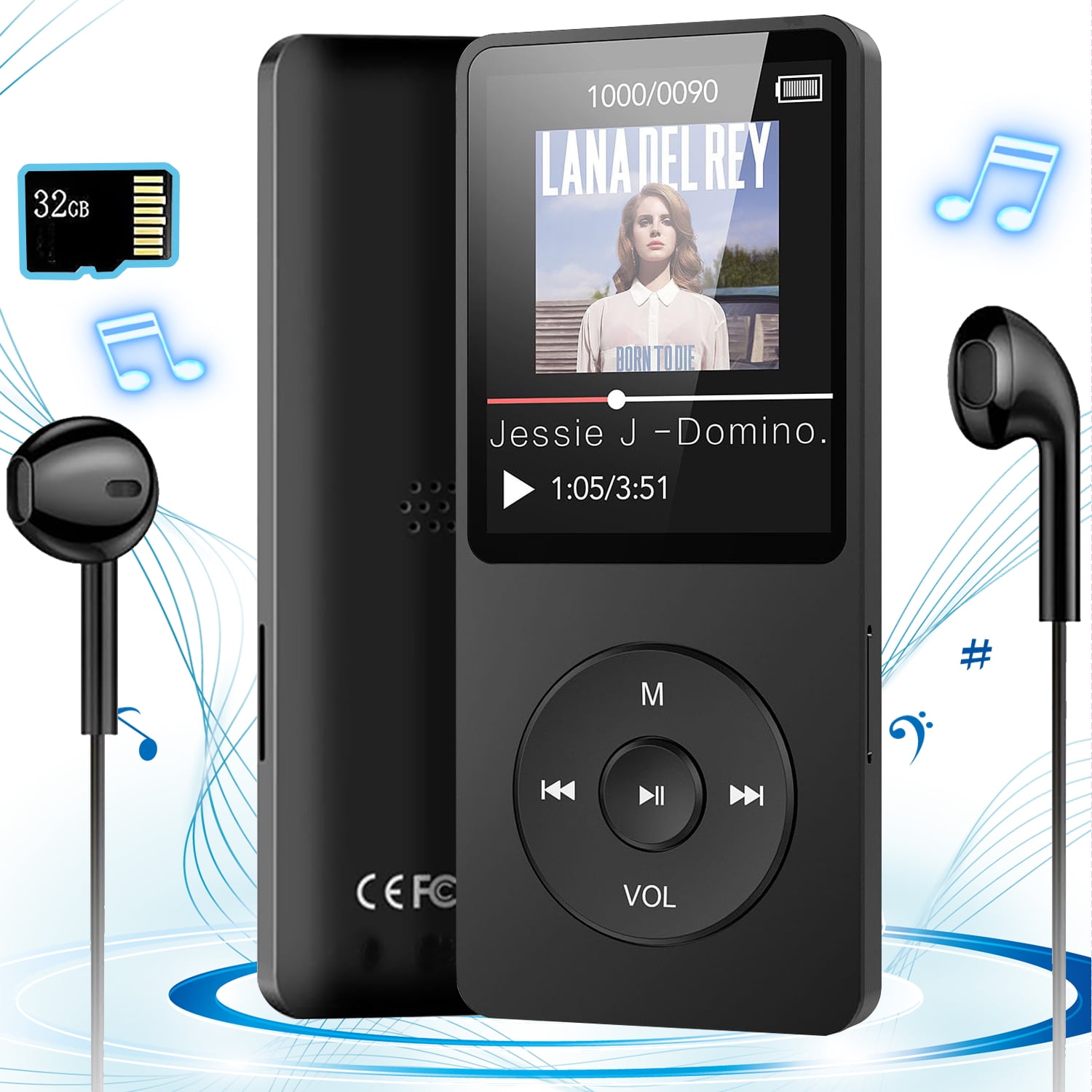 MP4 Player, Music Player with 32GB Micro SD Card, Headphones, Built-in ...