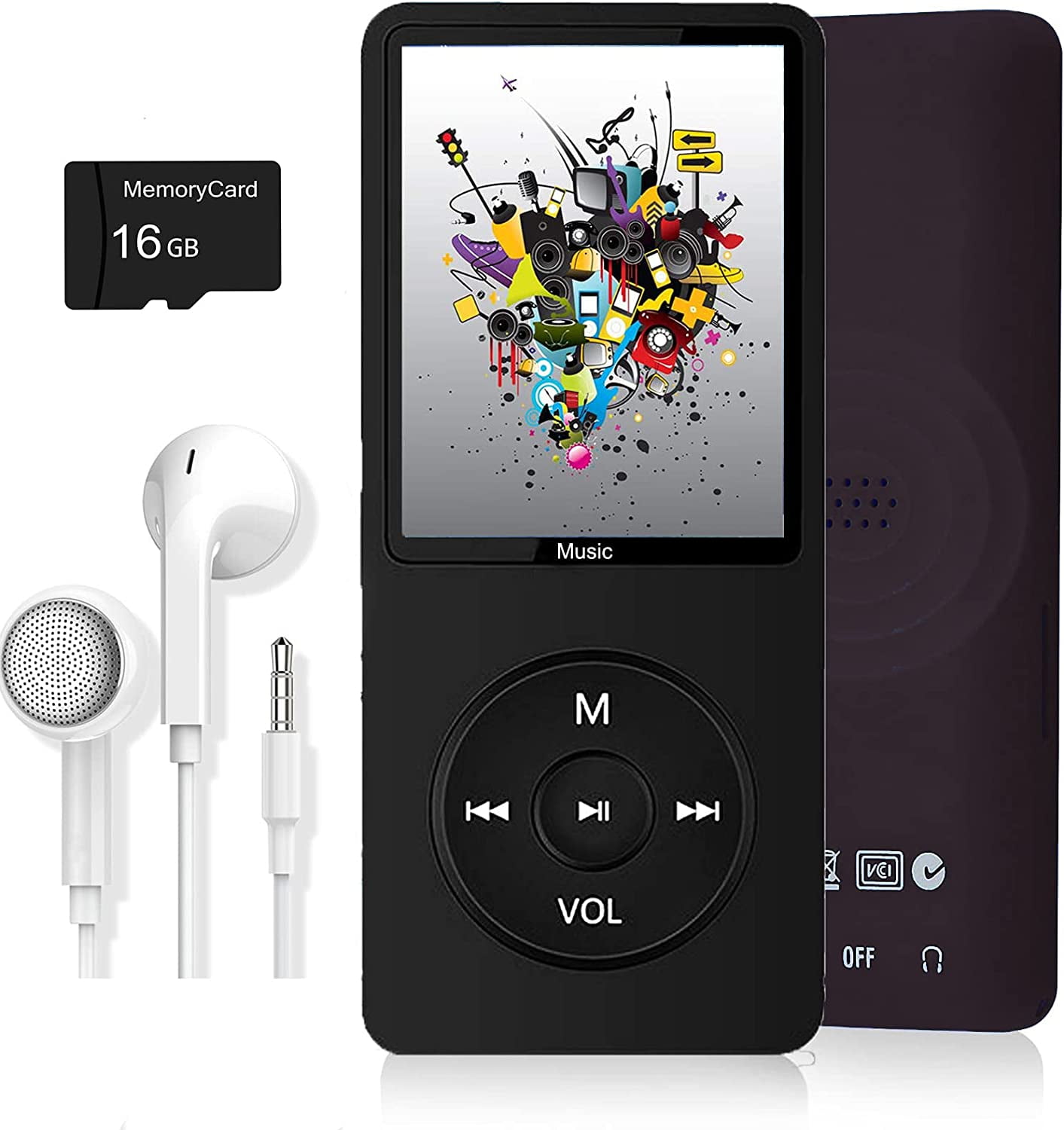 MP3 Player, Music Player with 16GB Micro SD Card, Build-in Speaker ...