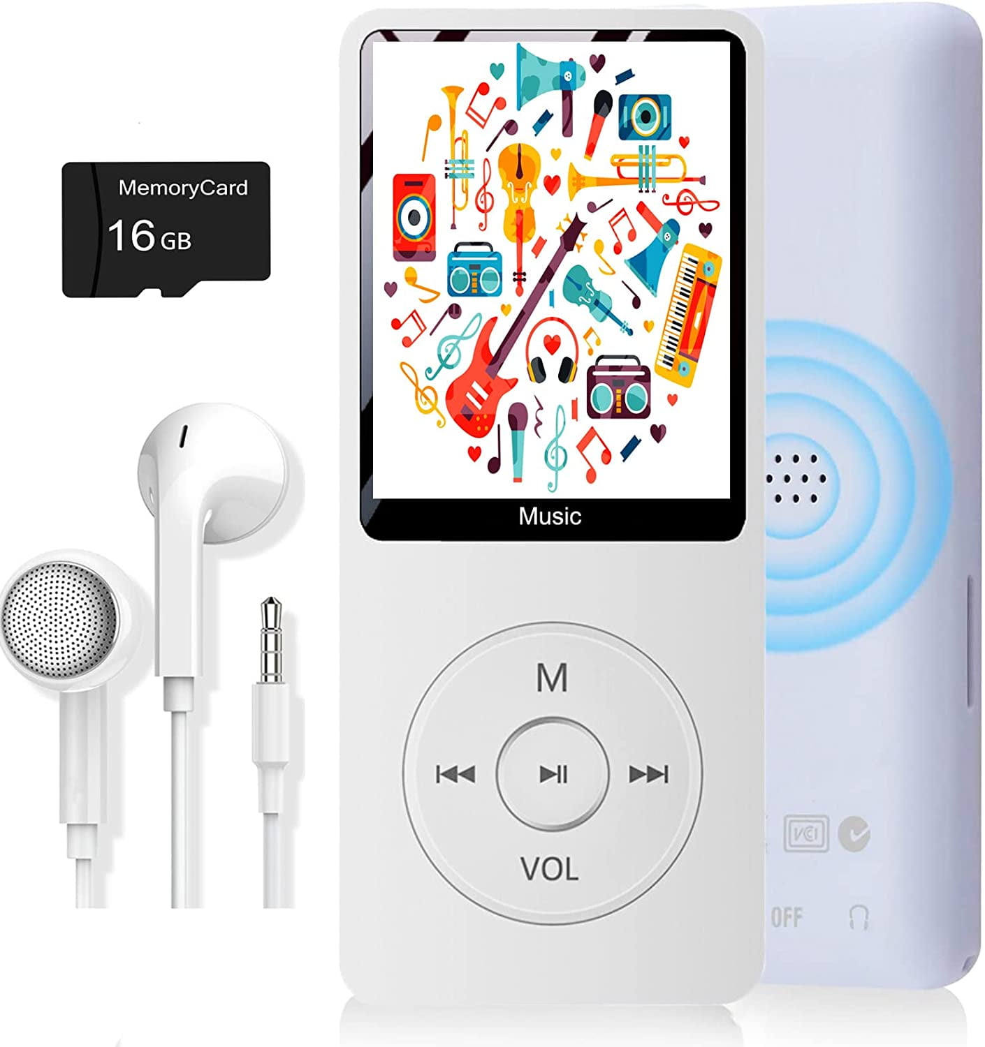 MP3 Player, Music Player with 16GB Micro SD Card, Build-in Speaker ...