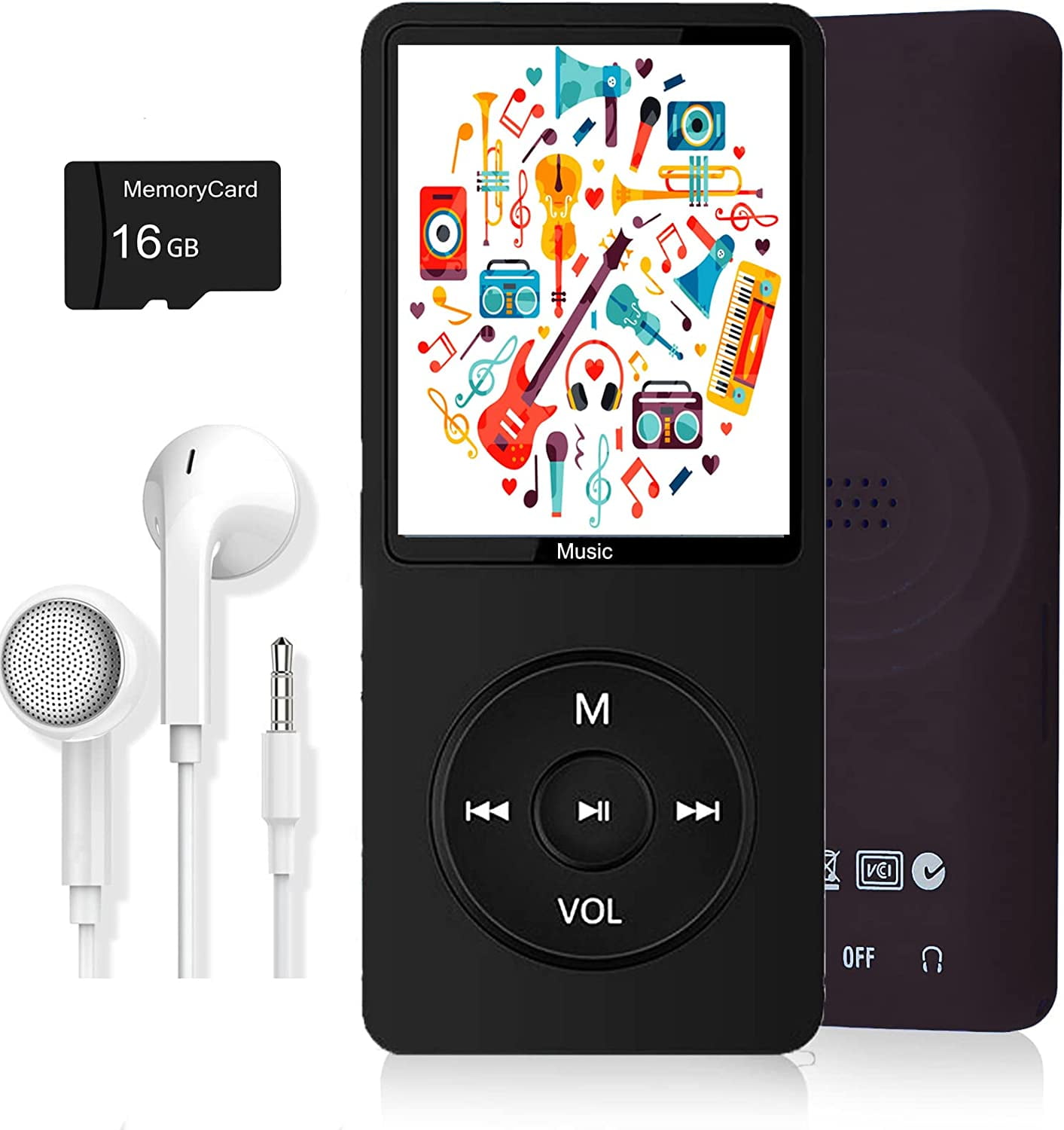 MP3 Player, Music Player with 16GB Micro SD Card, Build-in Speaker ...