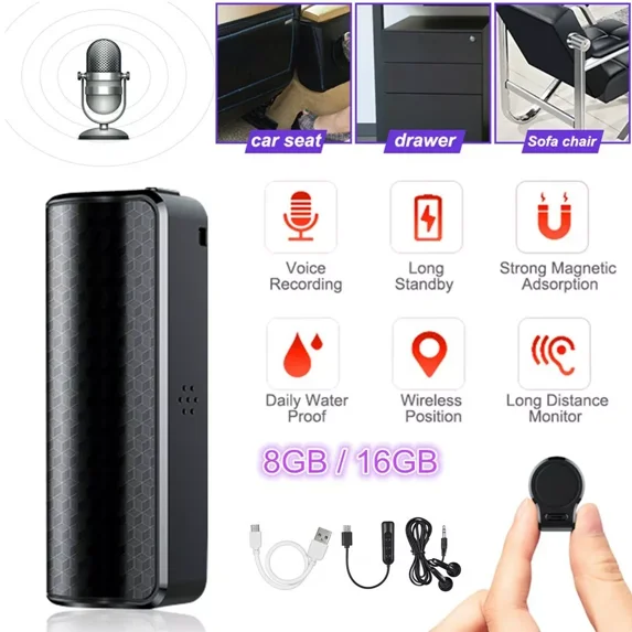 MP3 Spy Magnetic Recording Device Voice Activated Mini Audio Recorder ...