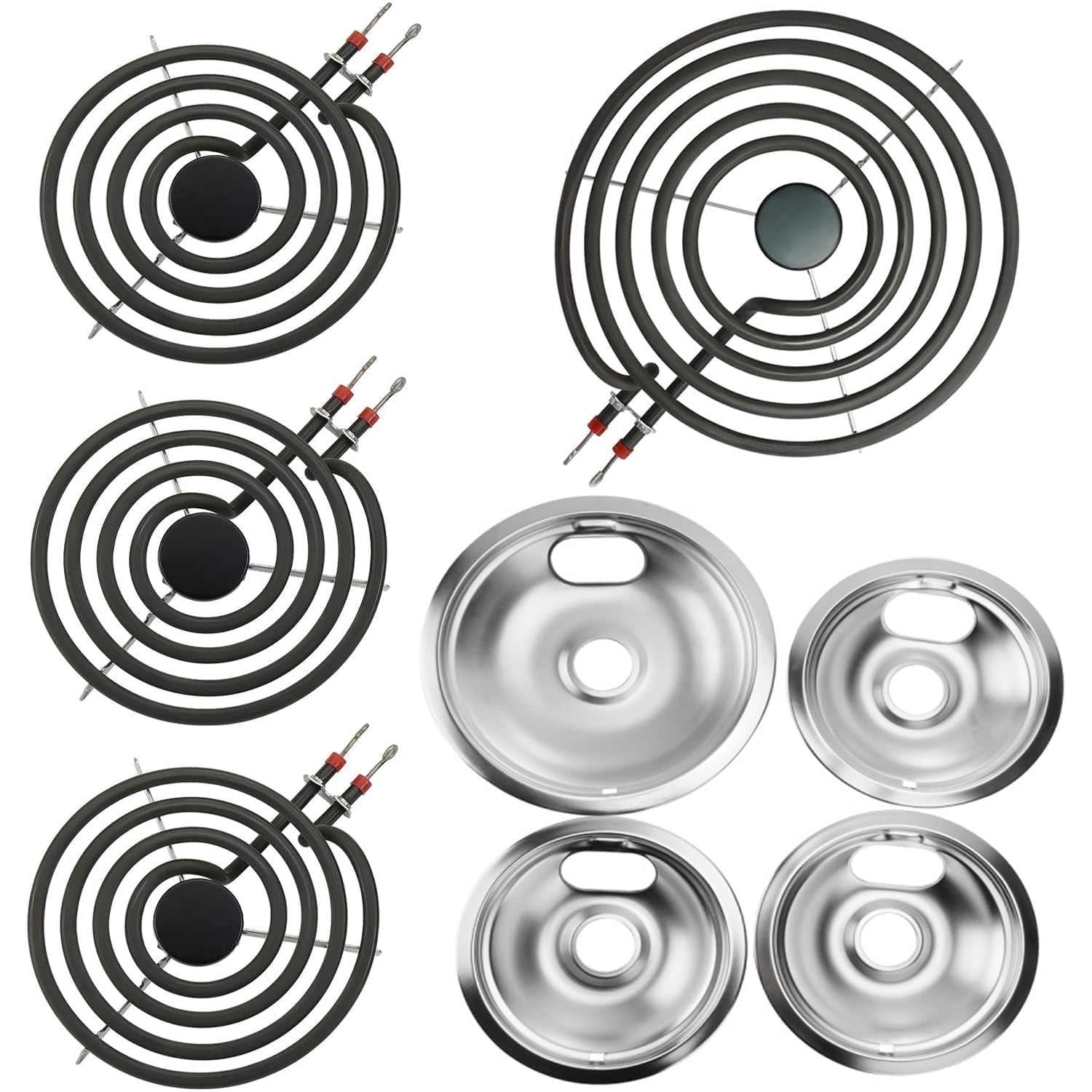 MP31YA Electric Range Burner Element Replacements & 4 Pack Drip Pans ...