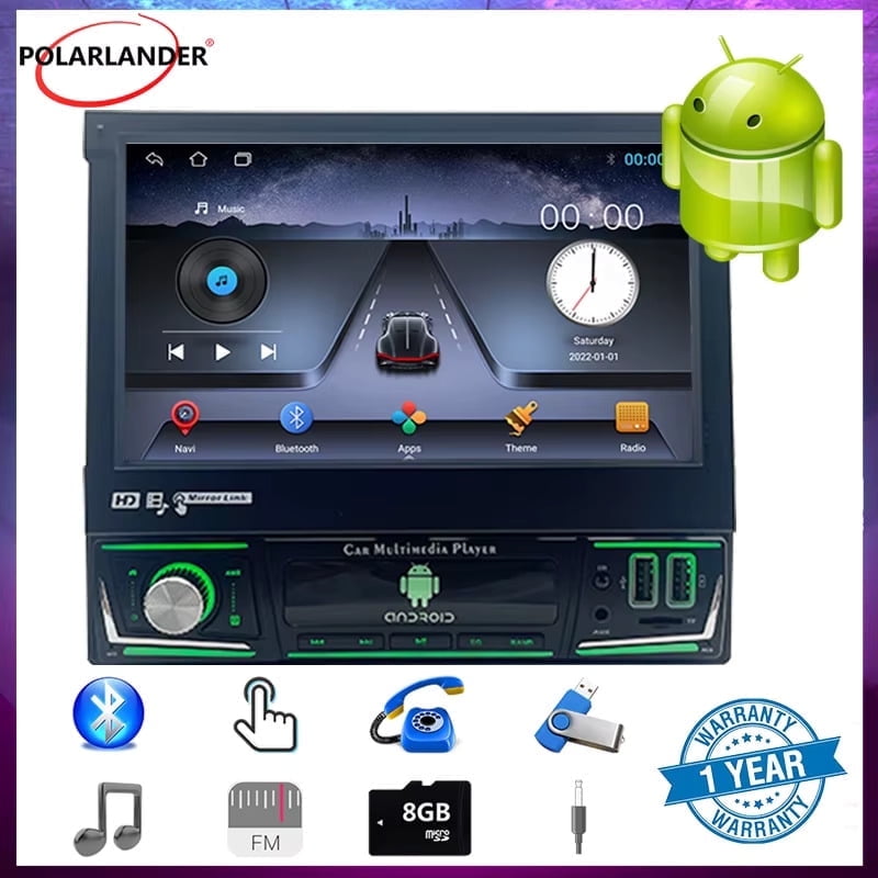 MP5 Retractable 1 Din Radio Touch Screen Mirror Link GPS Bluetooth ...