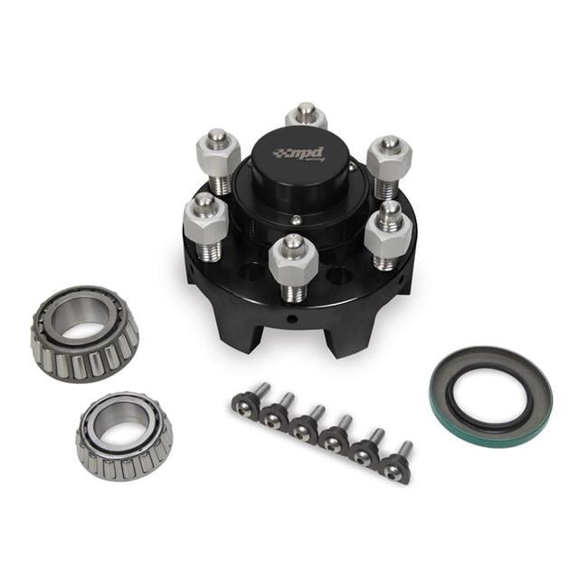 MPD Racing Six Pin Front Hub with Stepped Bearings, Black Anodized ...