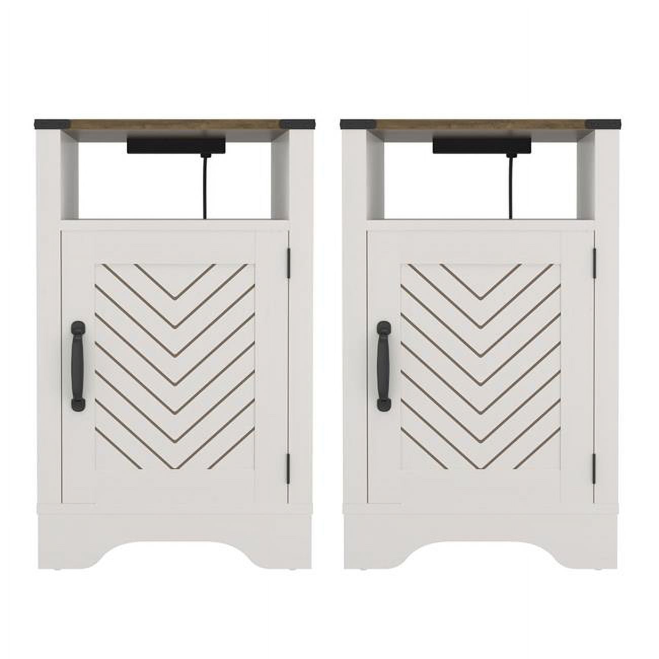 MPF Wood Nightstand Side Table with Electrical Outlets Charging Station ...