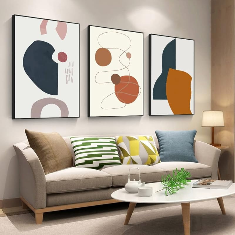 MPLONG Wall Art 3 Pieces Of Framed Decorative Paintings Abstract Simple ...